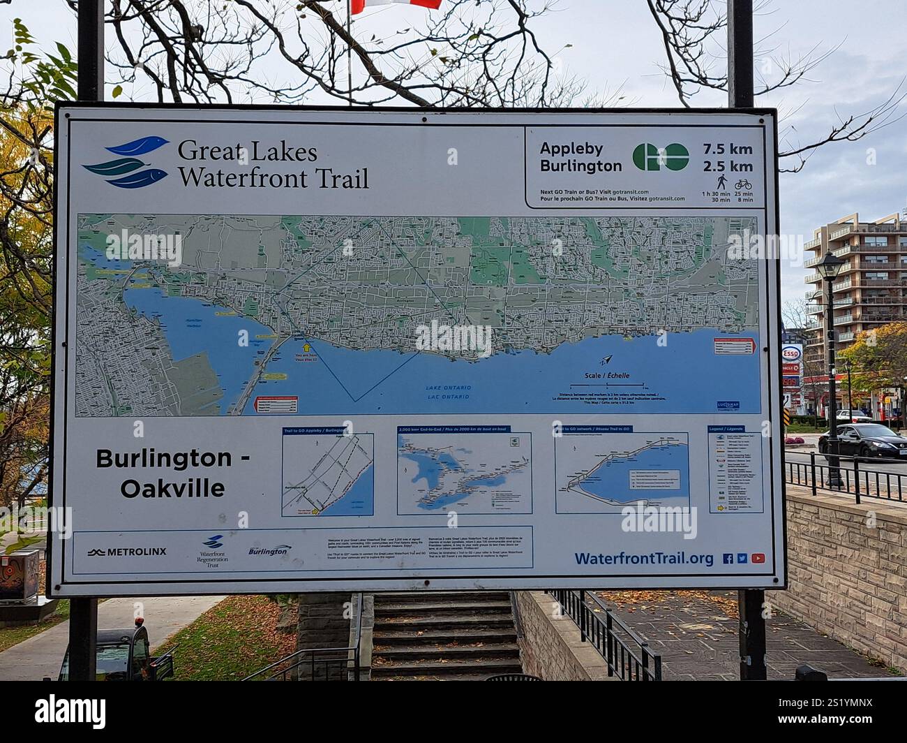 Great Lakes Waterfront Trail sign at Spencer Smith Park in downtown ...