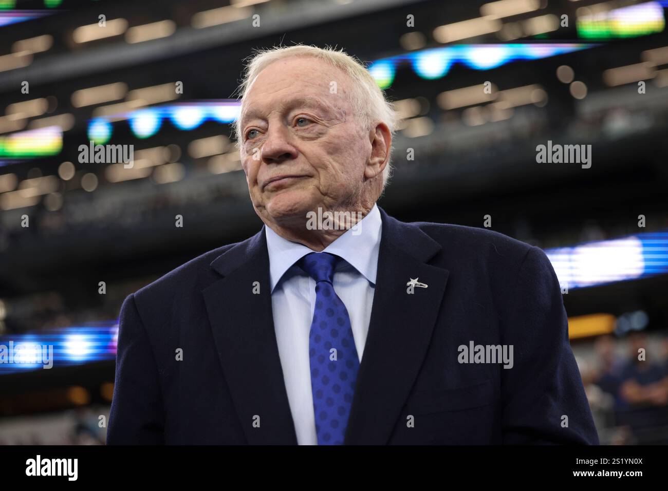 Dallas Cowboys owner Jerry Jones walks on the field prior to an NFL ...