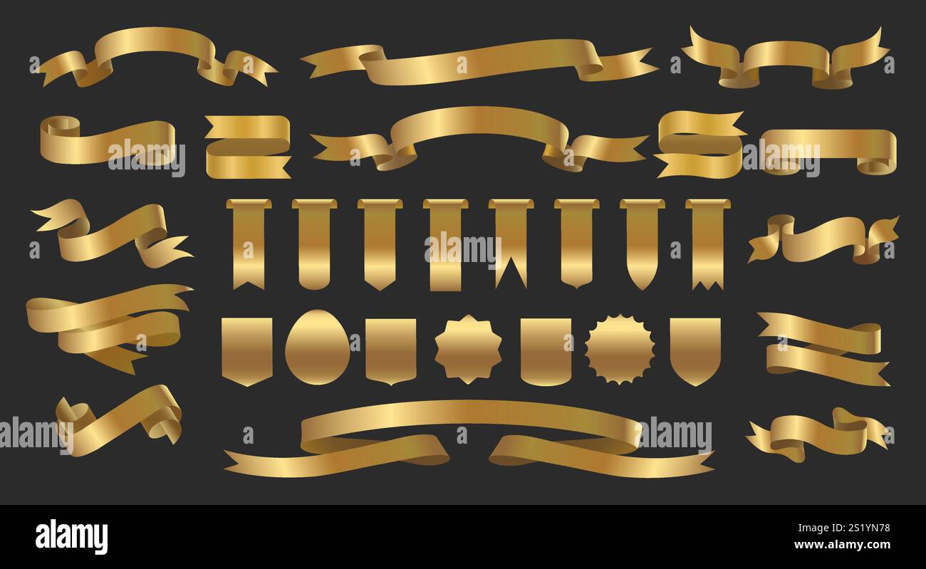 Gold ribbon banners and price tag Stock Vector Image & Art - Alamy