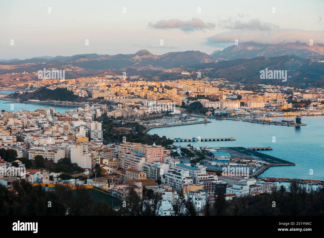 view of the city of ceuta and its two bays Stock Photo - Alamy