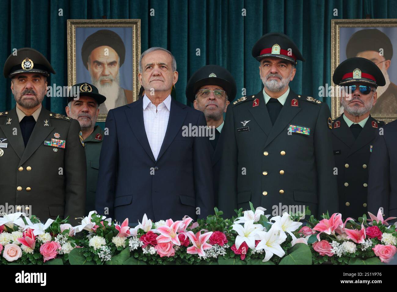 Tehran, Iran. 5th Jan, 2025. Iran's President, MASOUD PEZESHKIAN (C ...
