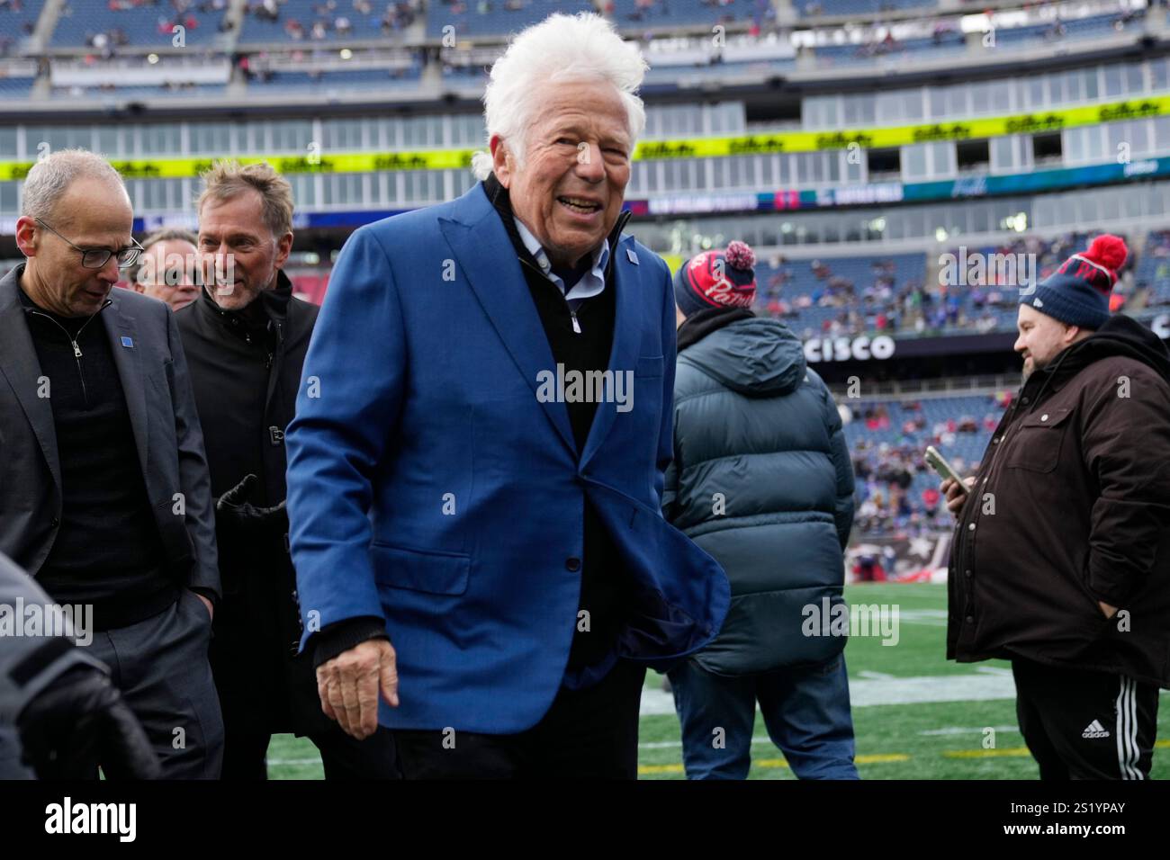 New England Patriots owner Robert Kraft walks on the field prior to an ...