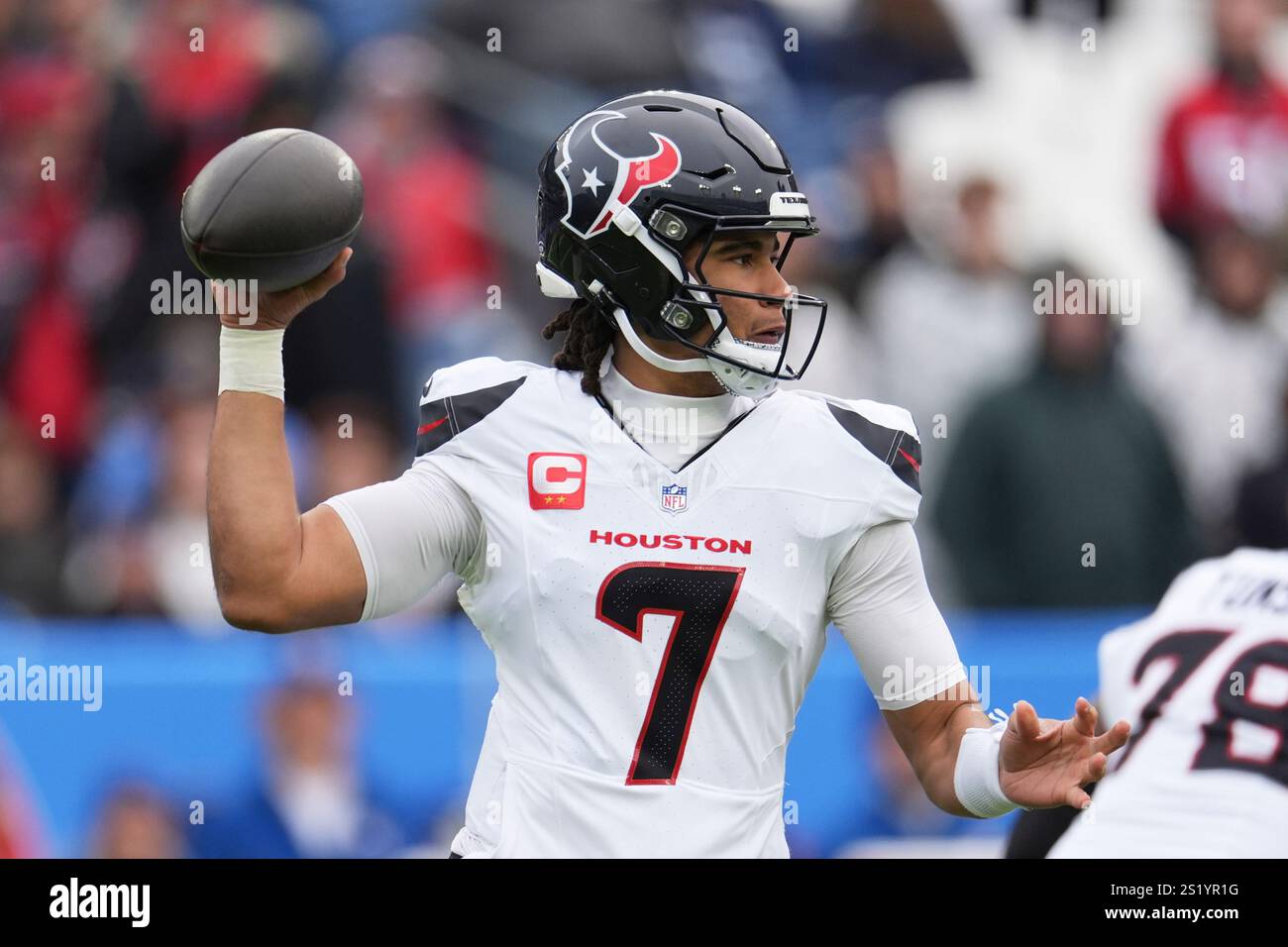 Houston Texans quarterback C.J. Stroud throws a pass against the ...