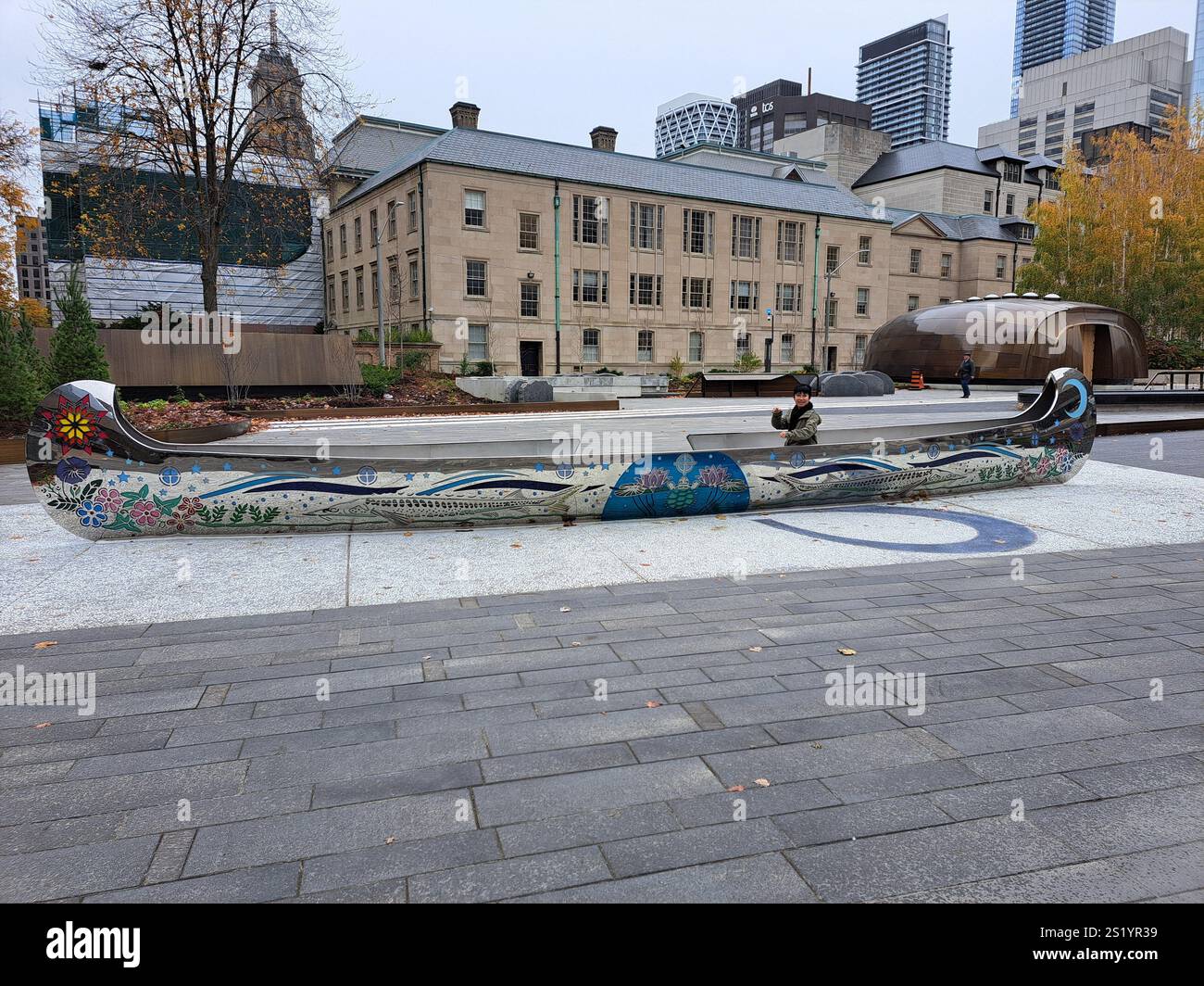 The Métis Voyageur canoe at Spirit Garden at Nathan Phillips Square on Queen Street West in ...