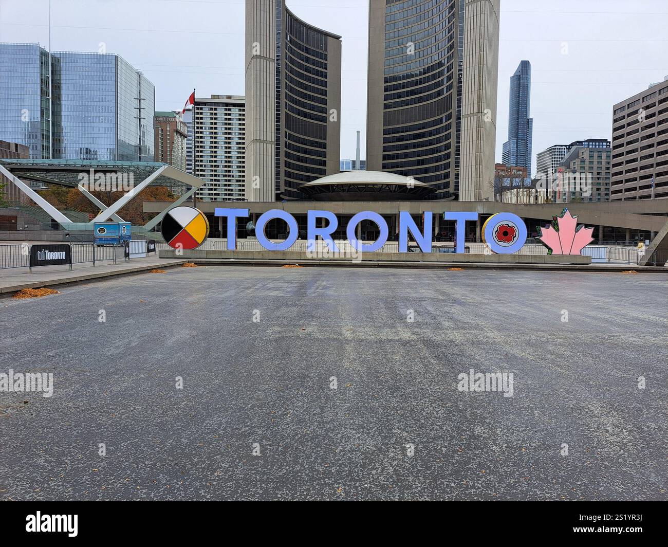 Colorful Toronto sign at Nathan Phillips Square on Queen Street West in ...