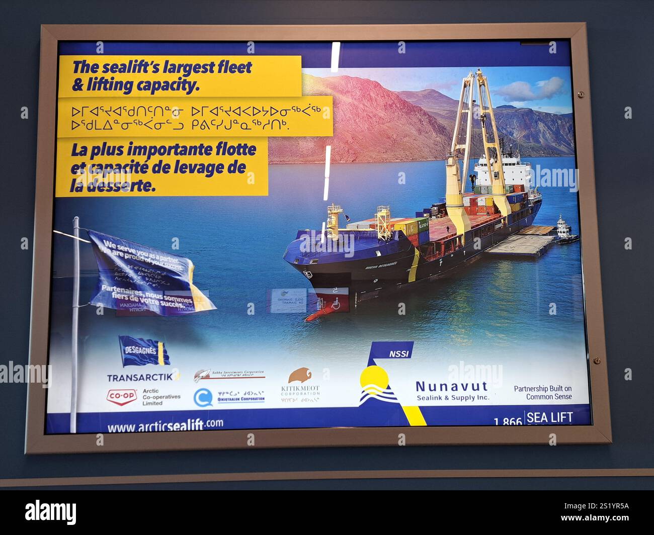 Transarctik sealift sign at Iqaluit International Airport in Iqaluit ...