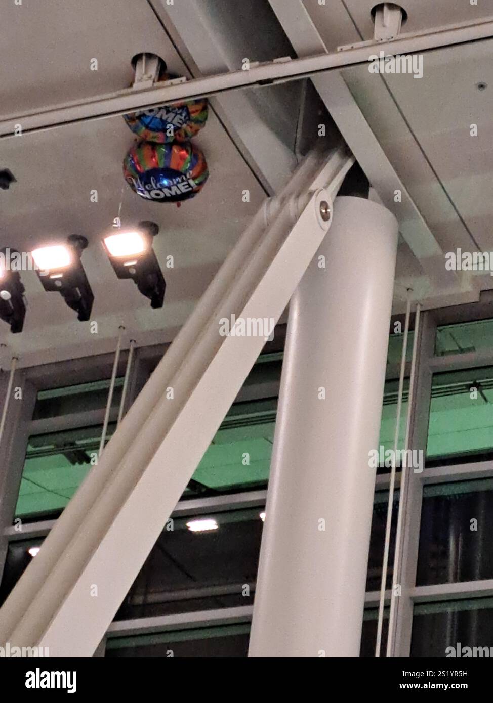 Helium welcome balloons on the ceiling at Terminal 1 Pearson ...