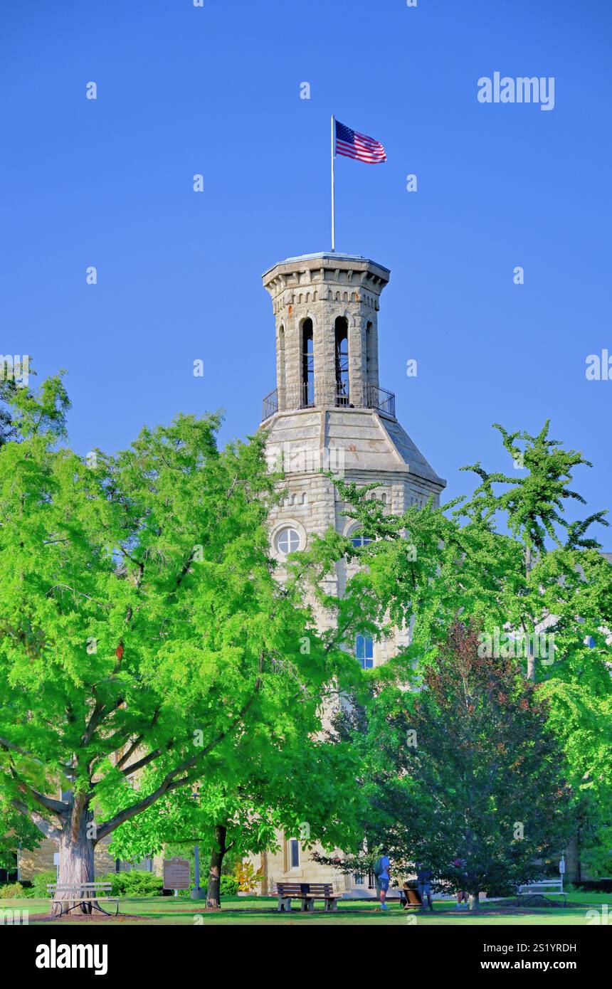 Wheaton, Illinois, USA. Blanchard Hall at the center of the Wheaton ...
