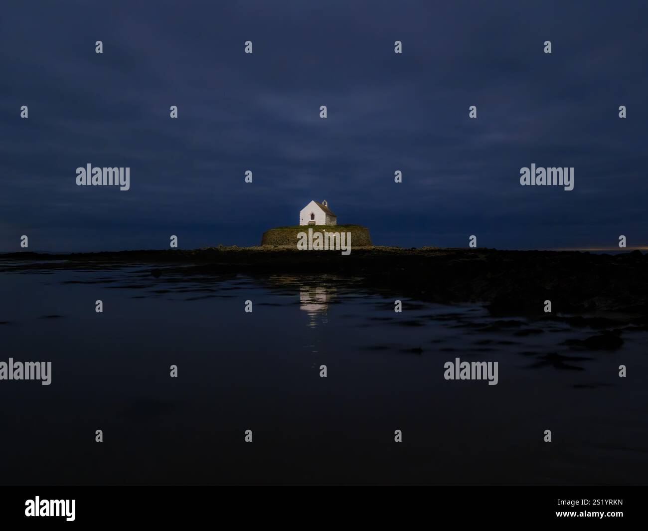 St Cwyfan’s church, Eglwys Cwyfan, Anglesey, known as the little church ...