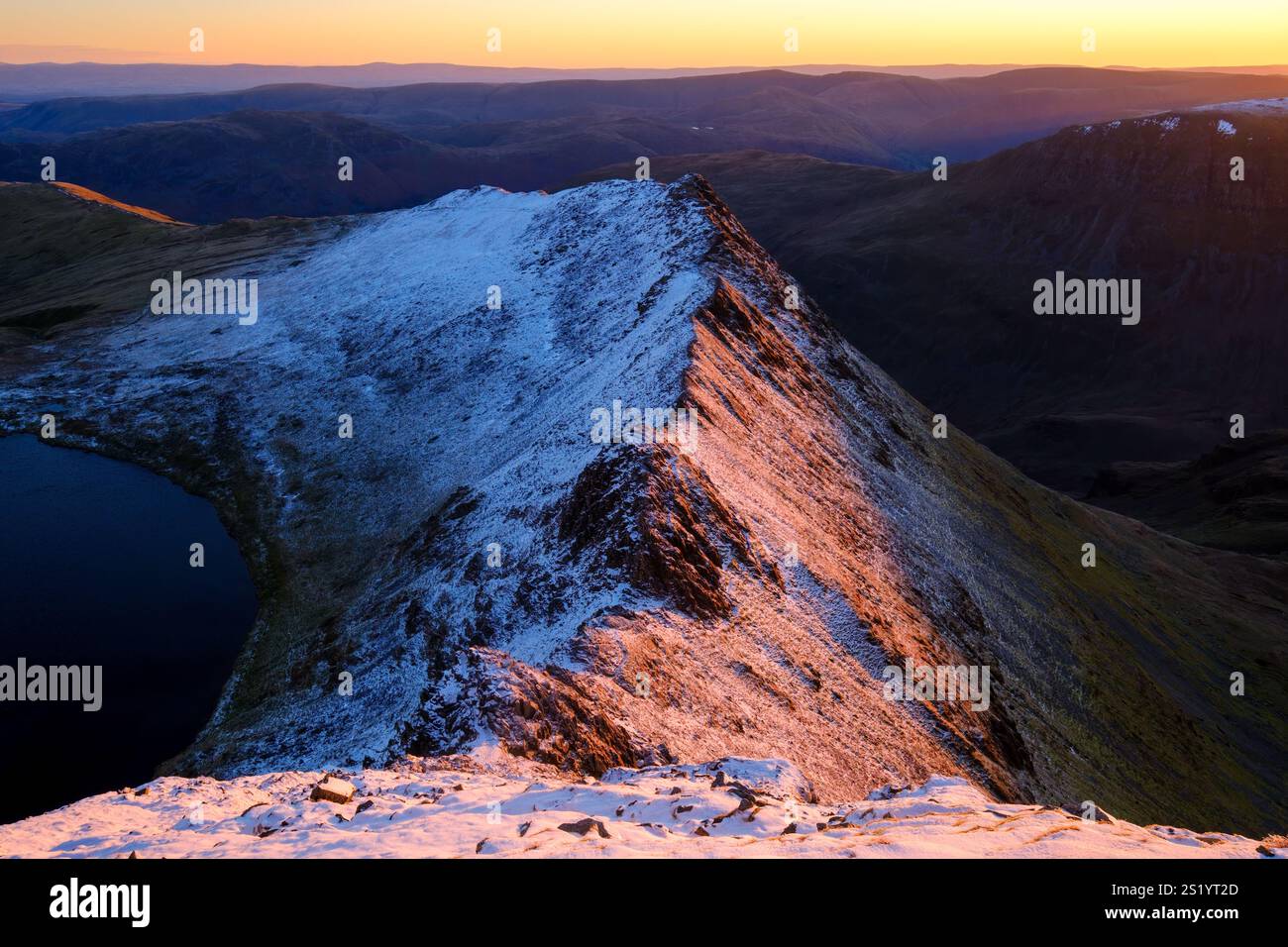 Striding Edge Winter Sunrise, Helvellyn, Lake District Stock Photo - Alamy