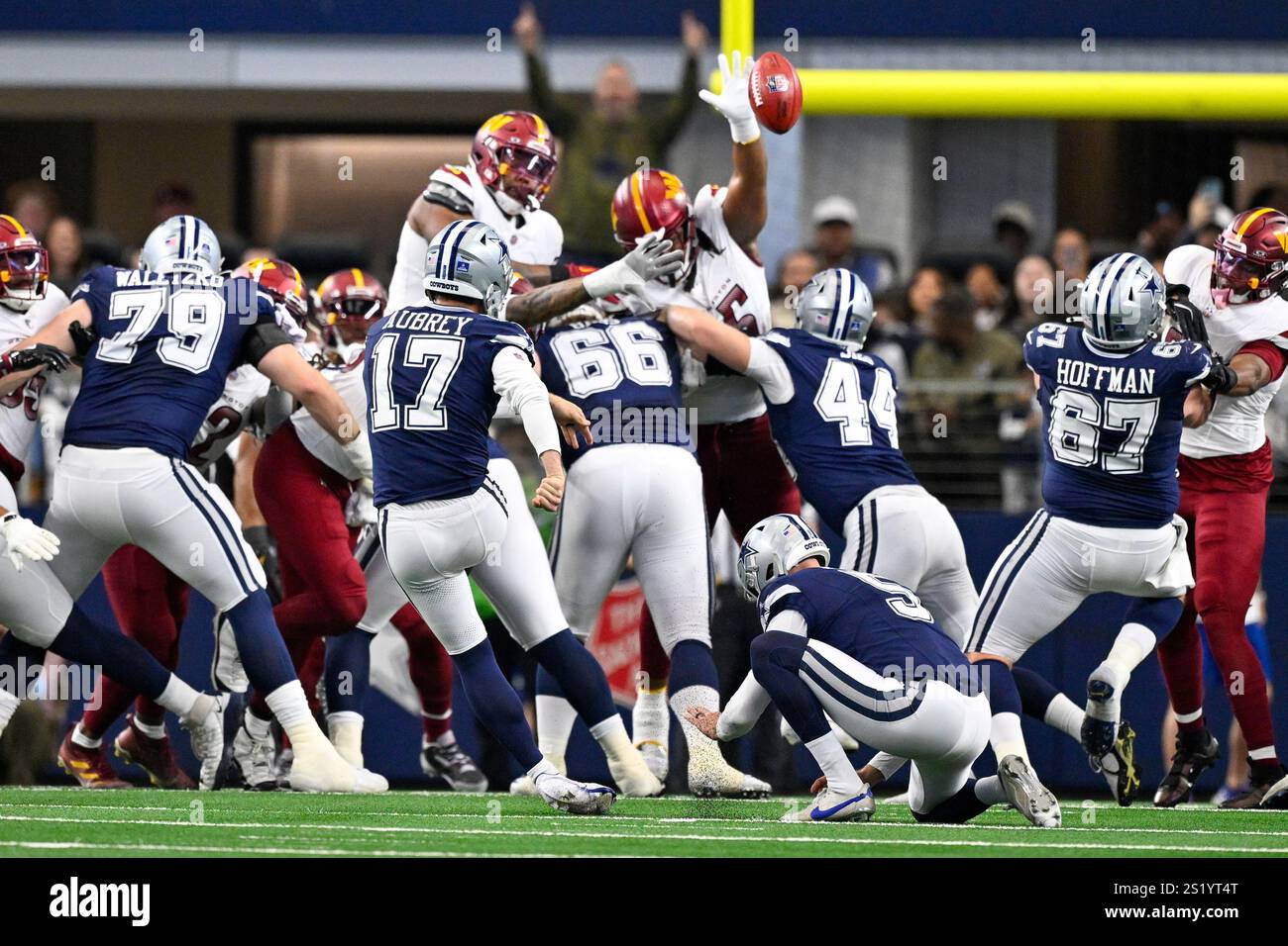Dallas Cowboys place kicker Brandon Aubrey (17), with Bryan Anger ...
