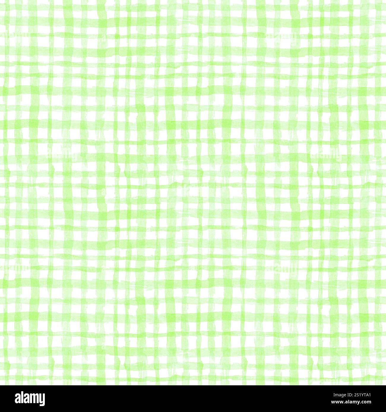 Watercolor hand drawn light green checkered seamless pattern. Endless ...