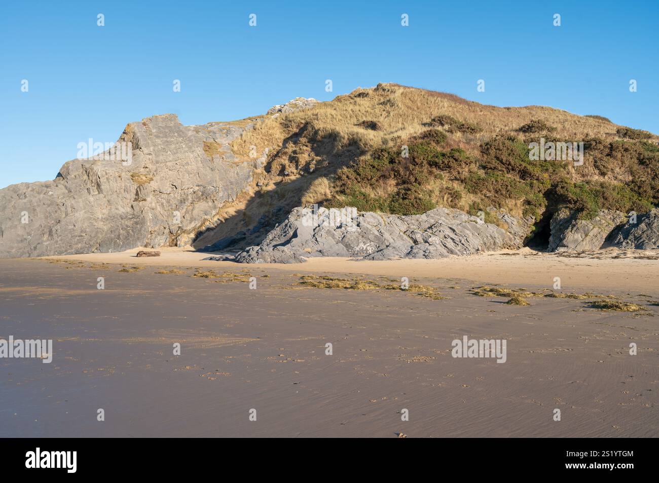 Bone cave at Prissen's or Spritsail Tor, Broughton Bay, Gower, Wales ...