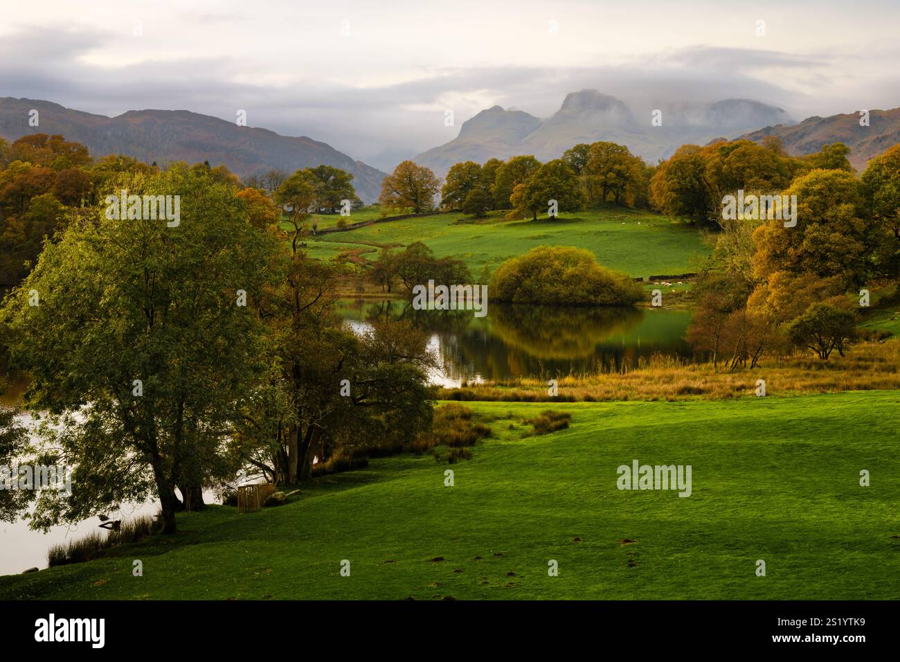 A typical Lake District scene, looking across Loughrigg Tarn towards ...