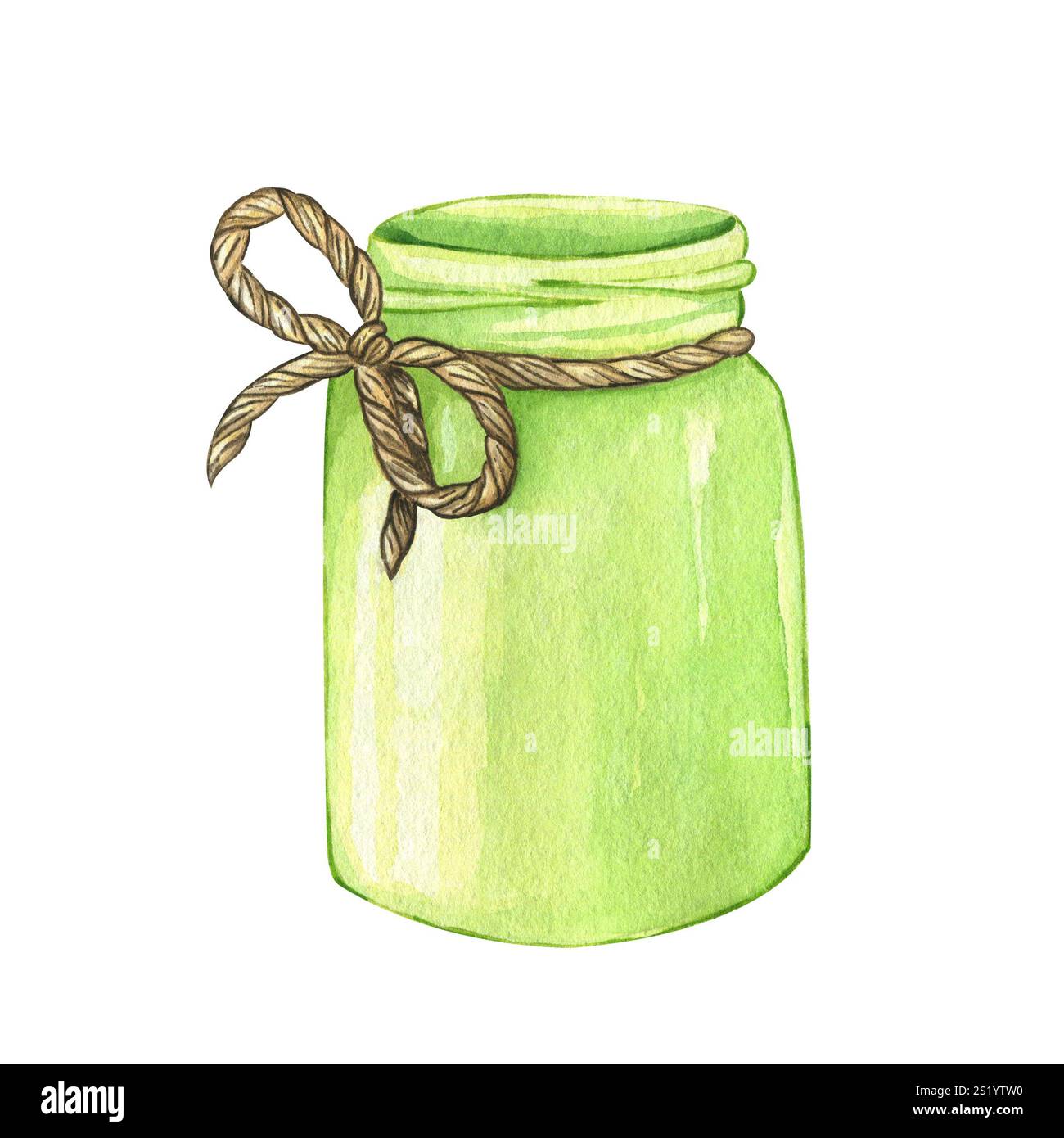 St Patricks day decorated jar with rope bow. Irish holiday hand drawn ...