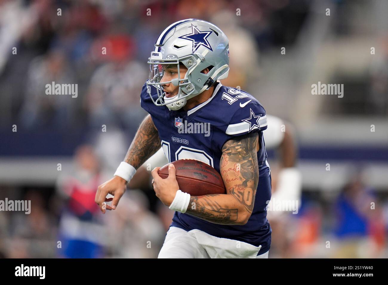 Dallas Cowboys quarterback Trey Lance runs with the ball against the ...