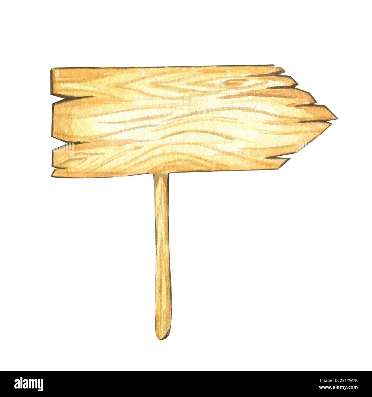 Watercolor hand painted wooden signpost isolated on white background ...