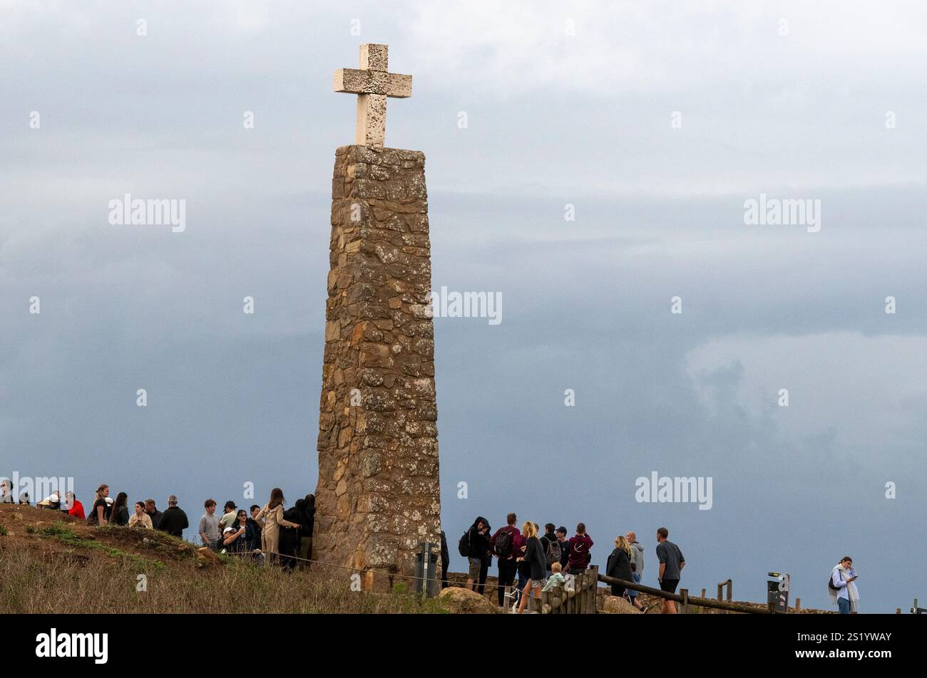 Cabo da Roca,.Cross and the monument denote the Most Western point of ...