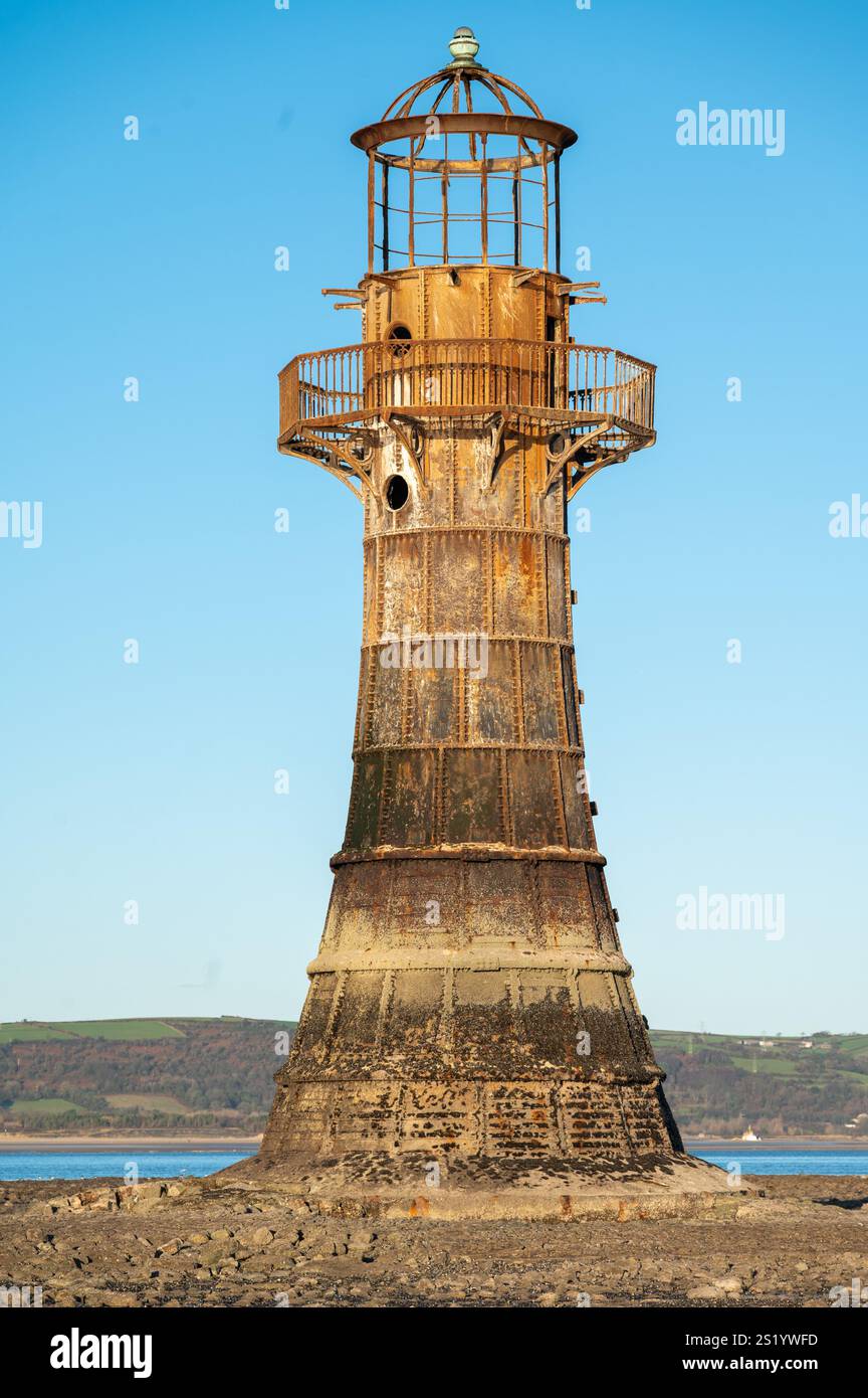 Whiteford cast iron lighthouse, Whiteford NNR, Gower, Wales, UK Stock ...