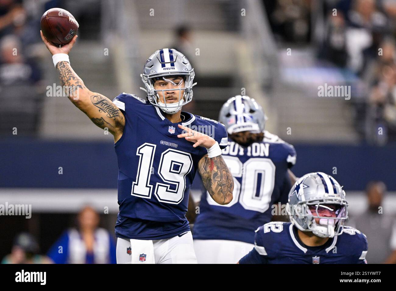 Dallas Cowboys quarterback Trey Lance throws a pass against the ...