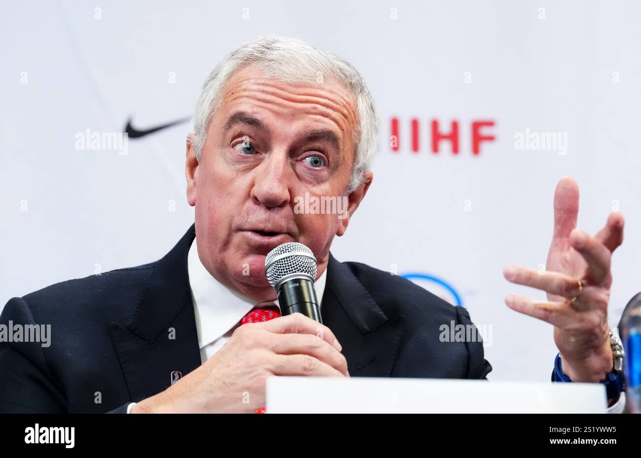 Ottawa, Can. 05th Jan, 2025. IIHF President Luc Tardif takes part in a ...