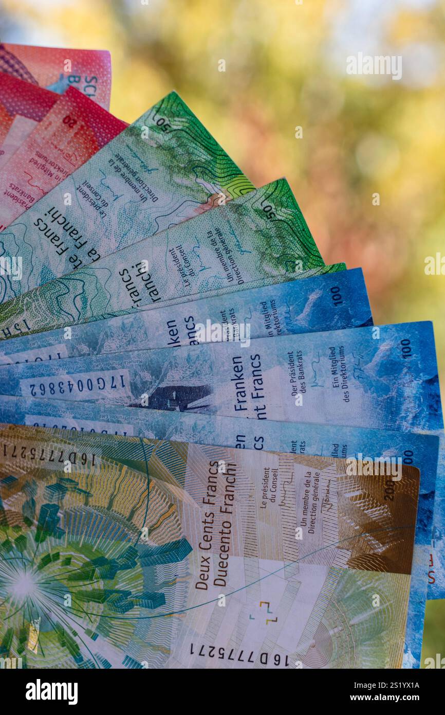 Swiss franc Currency Banknote. CHF Money Currency Stock Photo - Alamy