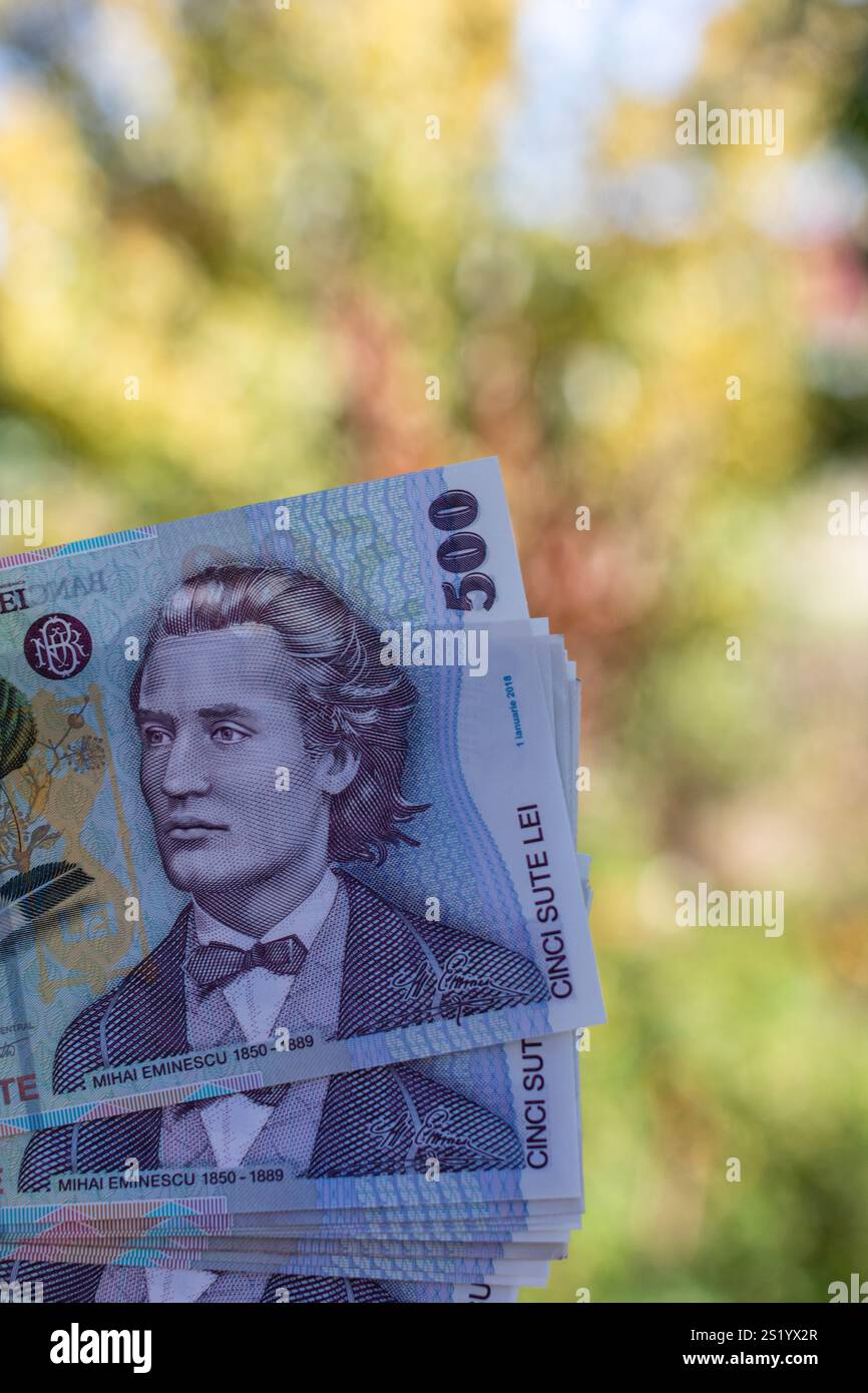 Romanian LEI Currency Banknote. RON Money Currency Stock Photo - Alamy