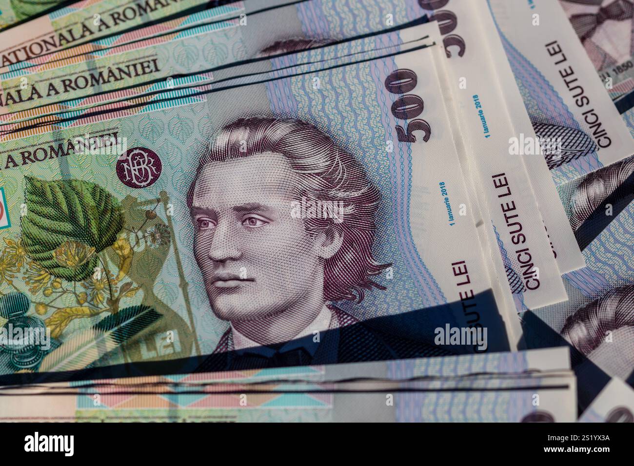 Romanian LEI Currency Banknote. RON Money Currency Stock Photo - Alamy