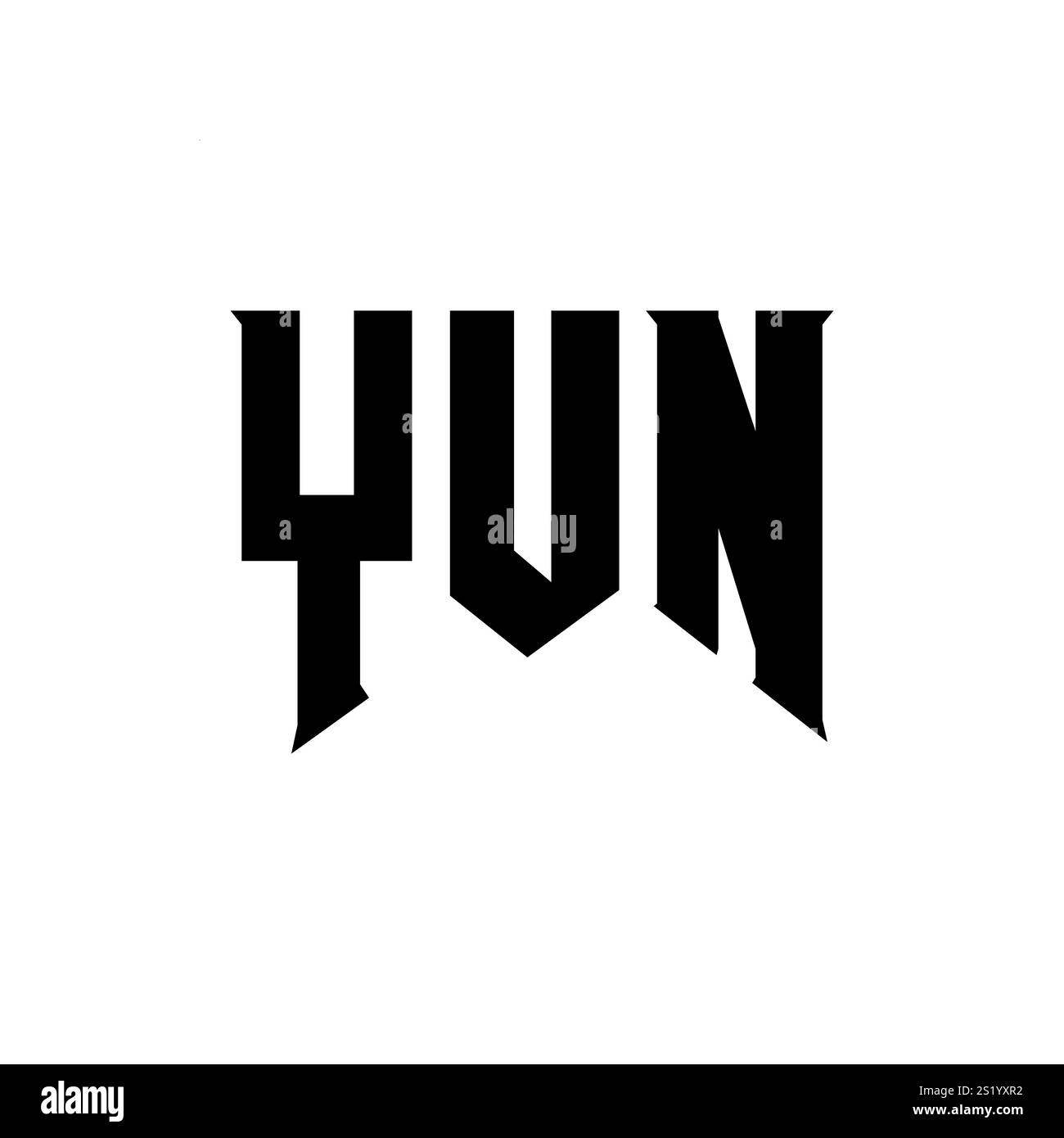 YUN letter logo design for technology company. YUN logo design black ...