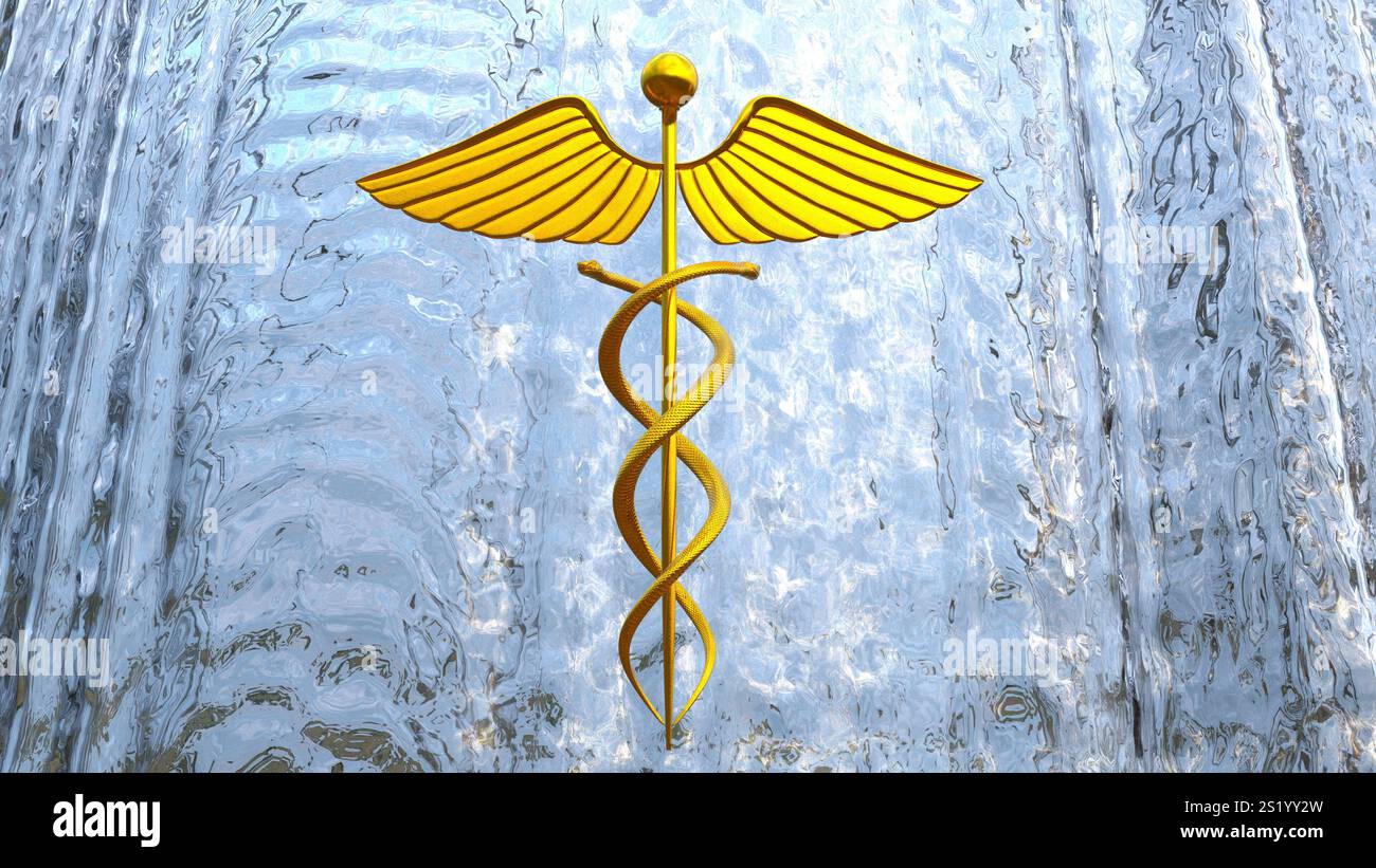 Caduceus is a staff with wings and two snakes wrapped around it Stock ...