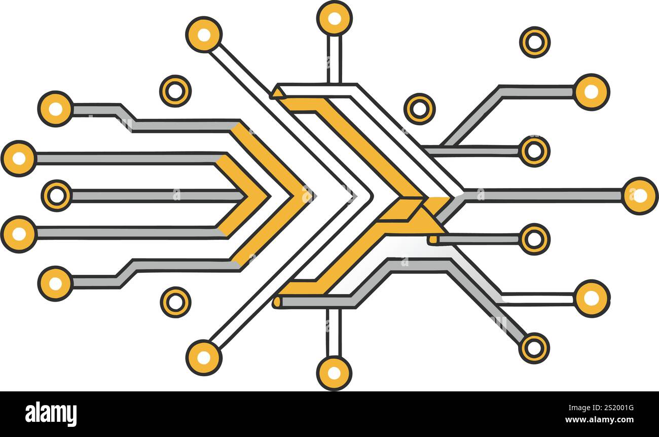Creative abstract circuit board vector art with geometric connections ...