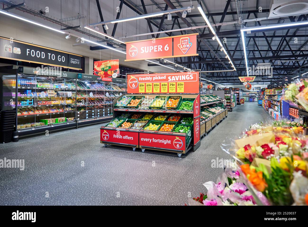 Aldi Ashton in Makerfield near Wigan Super 6 entrance and fruit and ...