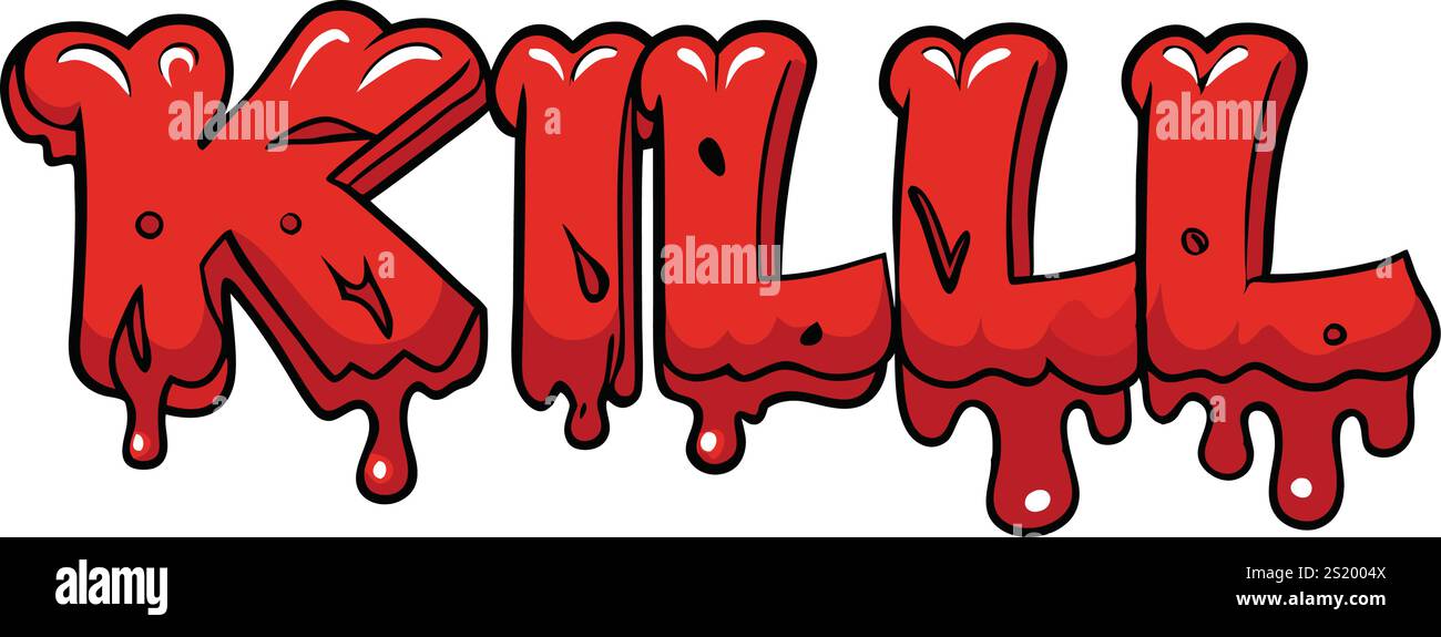 Horror text style with bloody dripping letters, spooky typography ...