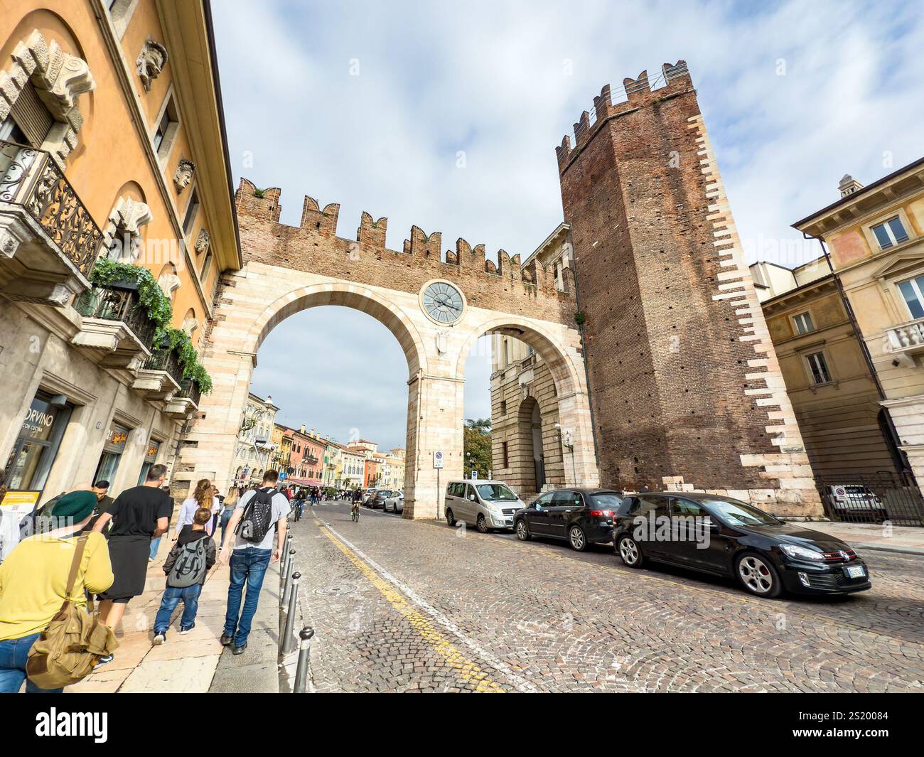 VERONA, ITALY - OCTOBER 27, 2024: Portoni della Bra gate with tower in ...