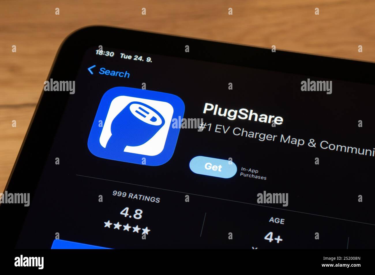 OSTRAVA, CZECHIA SEPTEMBER 24, 2024: App store with PlugShare mobile application to be installed ...