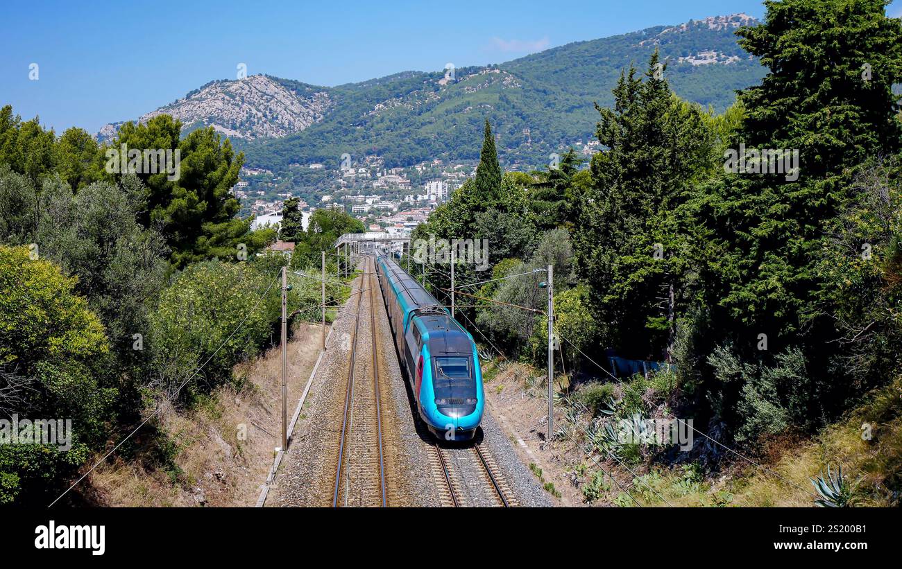 A bullet train is heading towards Cannes Stock Photo - Alamy