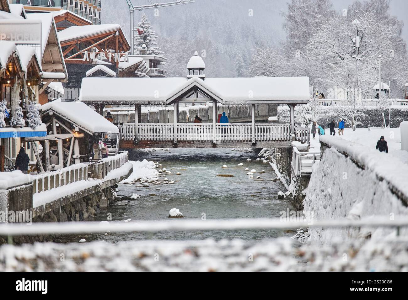 Winter scenes at Chamonix-Mont-Blanc ski resort in the French Alps ...