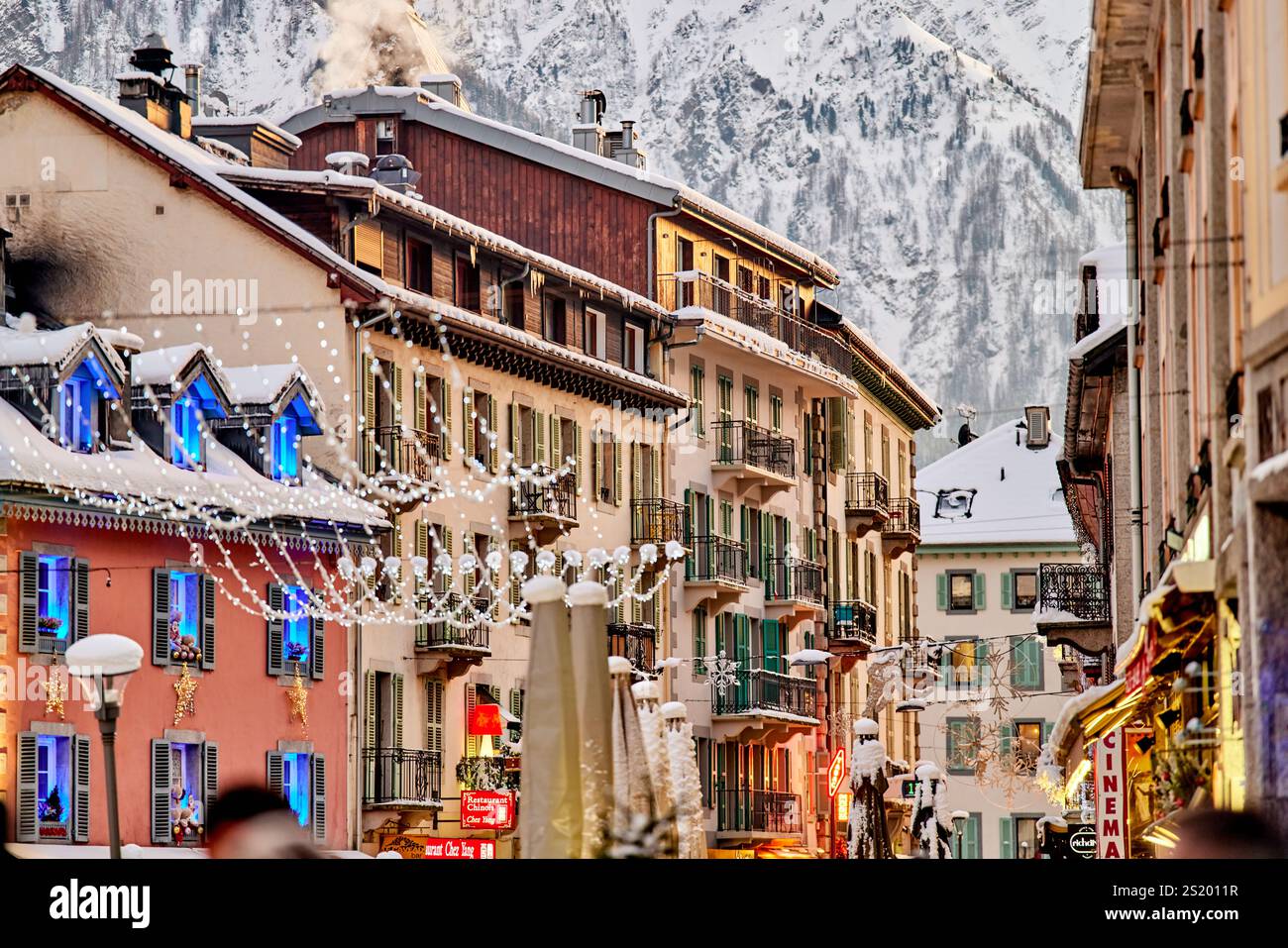 Winter scenes at Chamonix-Mont-Blanc ski resort in the French Alps ...