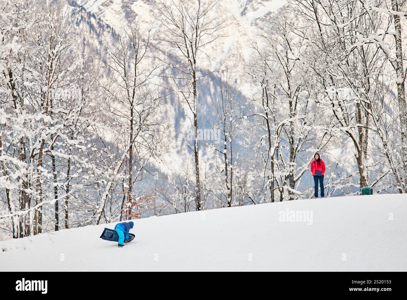 Winter scenes at Chamonix-Mont-Blanc ski resort in the French Alps ...