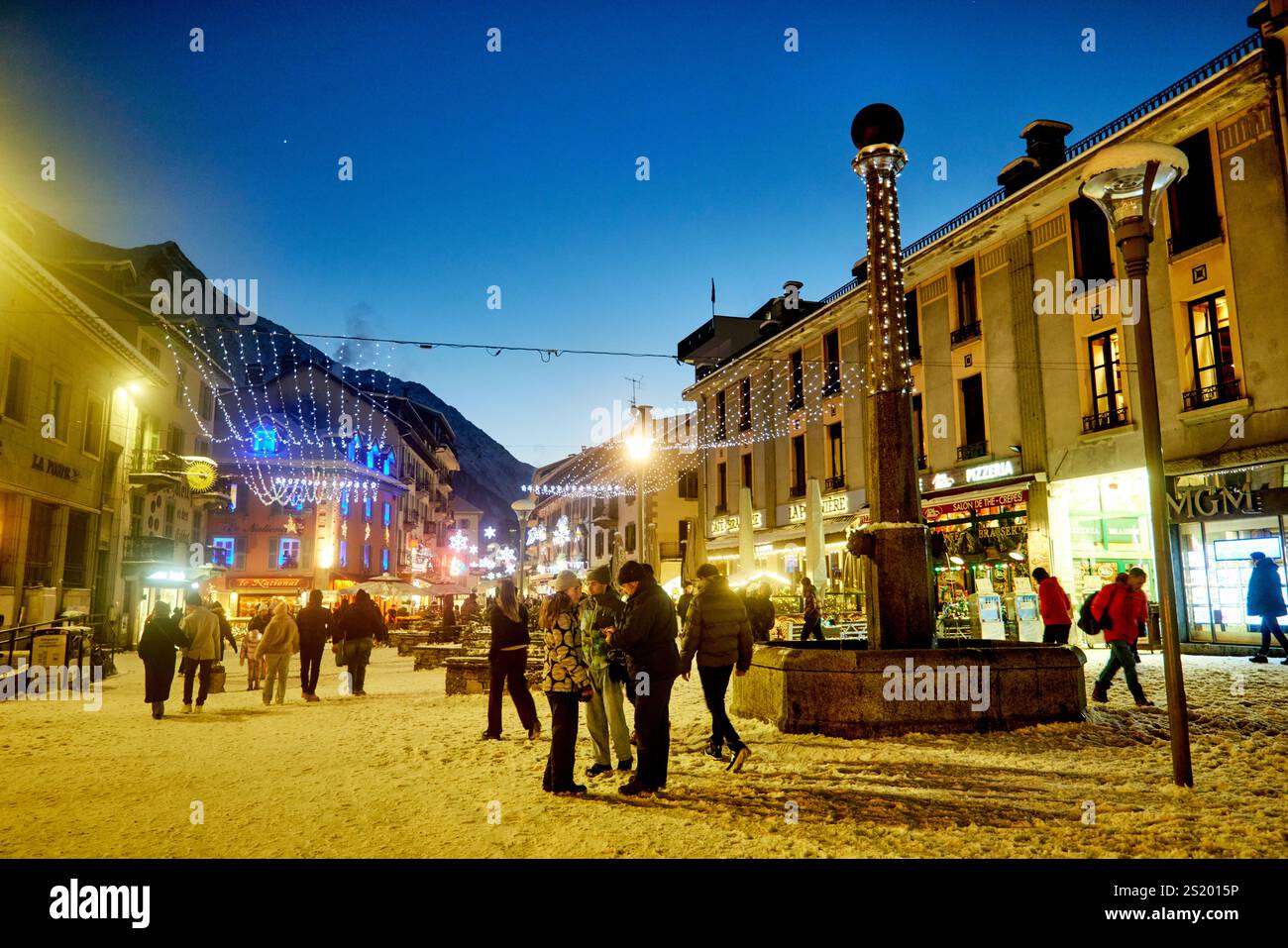 Winter scenes at Chamonix-Mont-Blanc ski resort in the French Alps ...