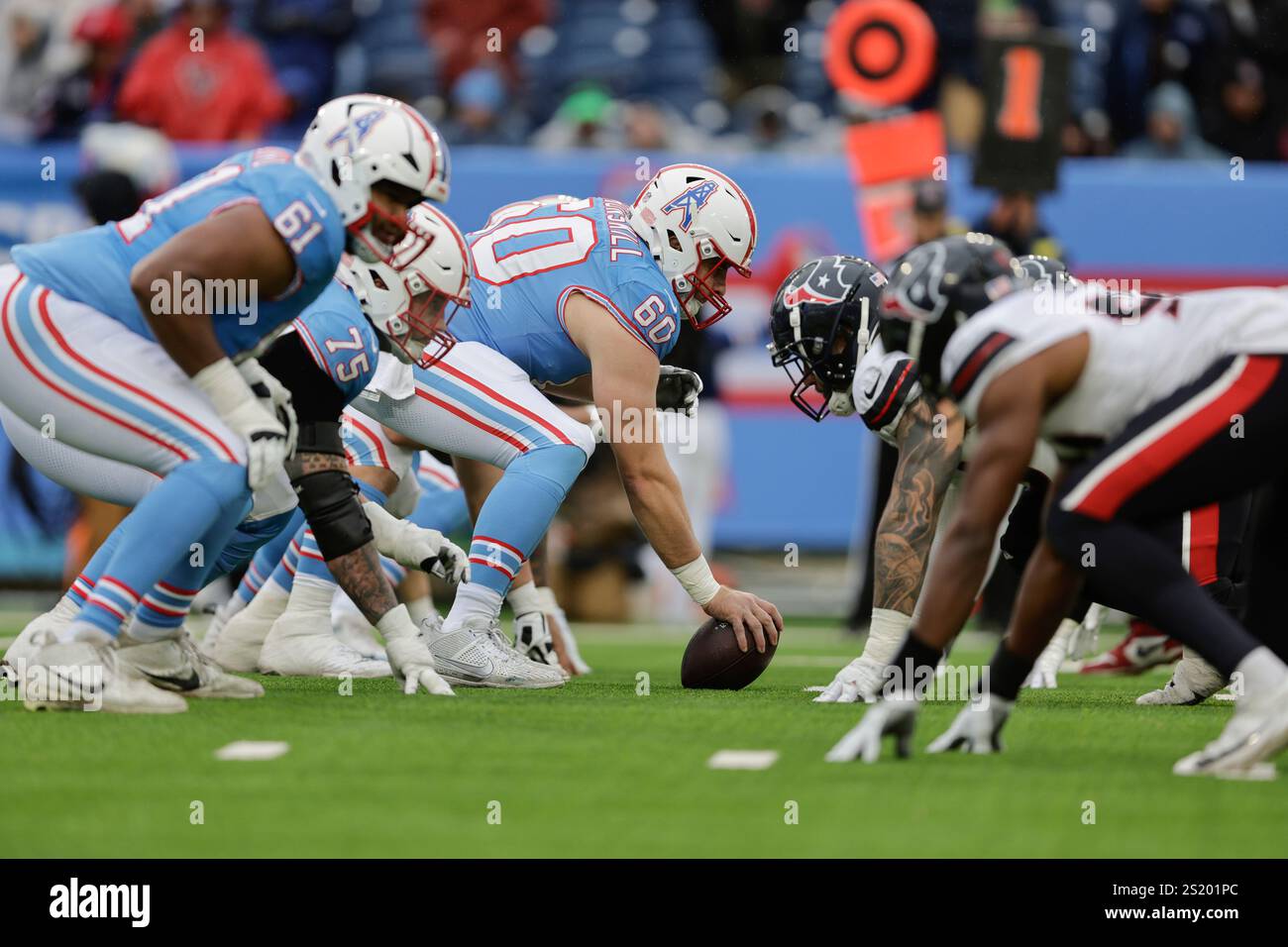 Tennessee Titans offense lines up against the Houston Texans defense ...