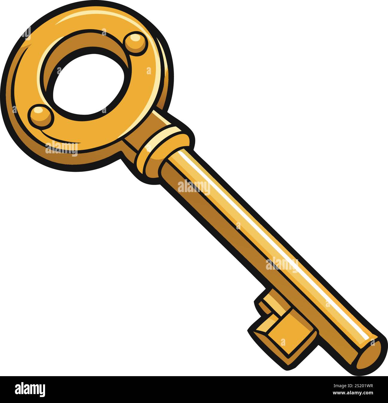 Vintage golden key illustration with intricate design and black ...