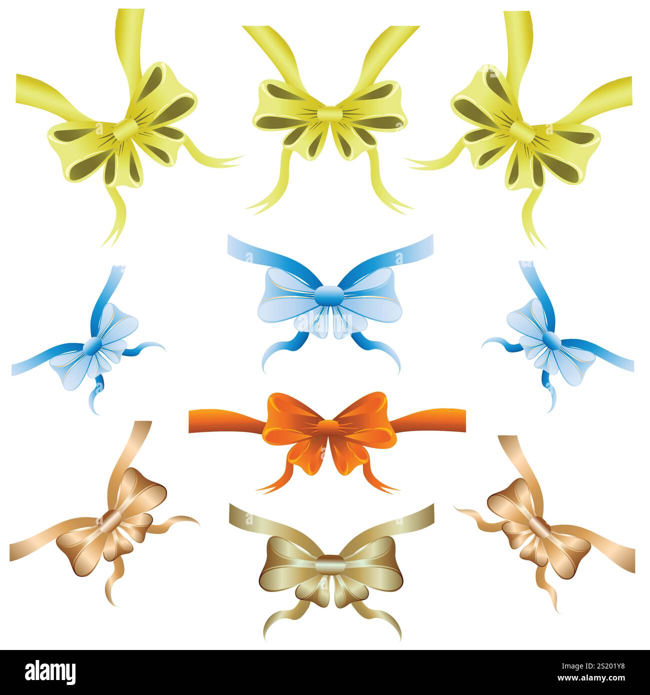 Set of festive ribbons for decoration. Ten ribbons from different ...