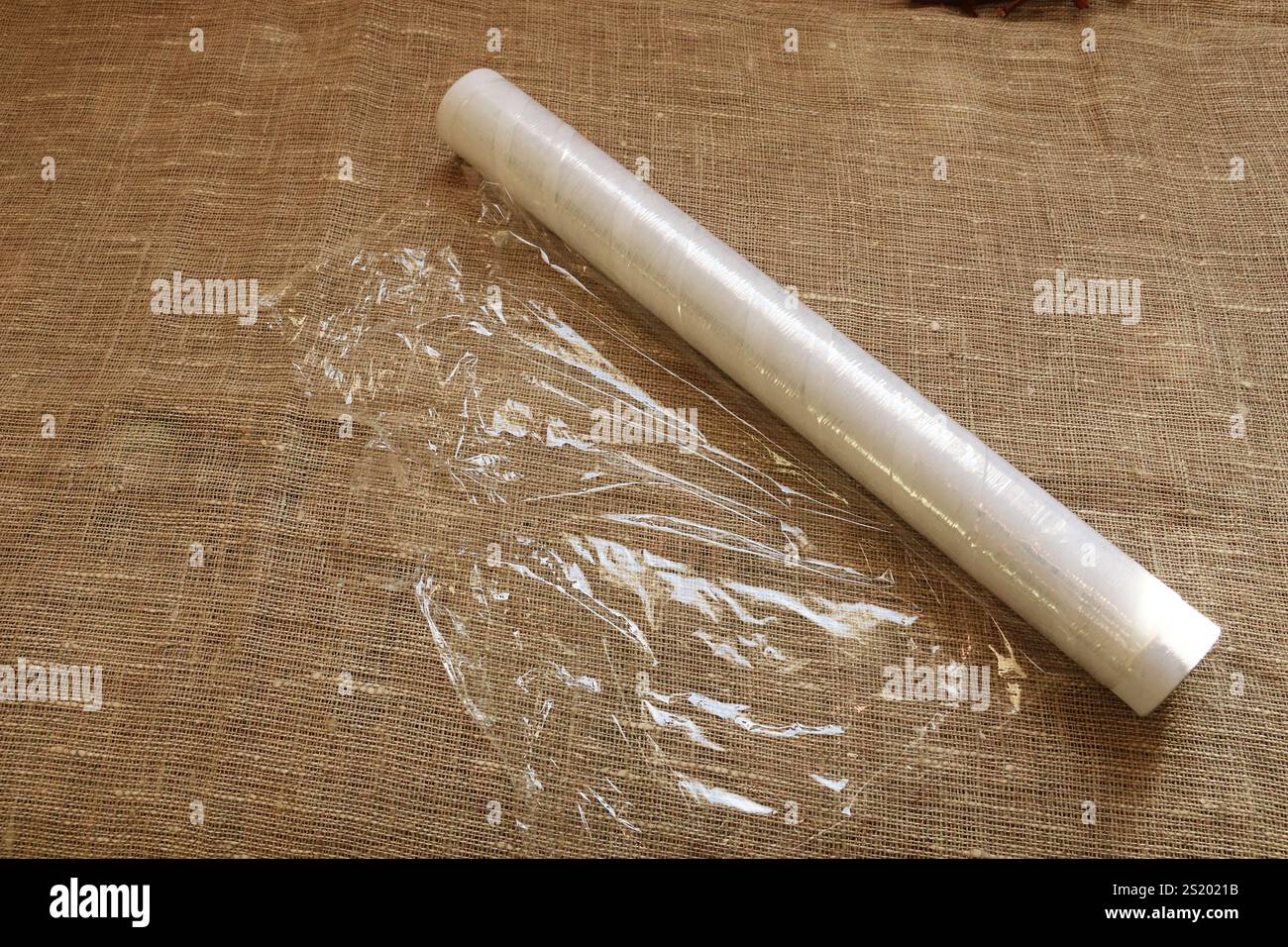 Food polyethylene plastic film for food storage in fridge at home Stock ...