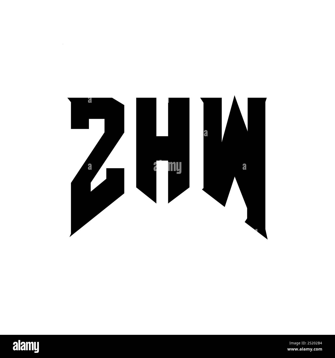 ZHW letter logo design for technology company. ZHW logo design black and white color combination ...