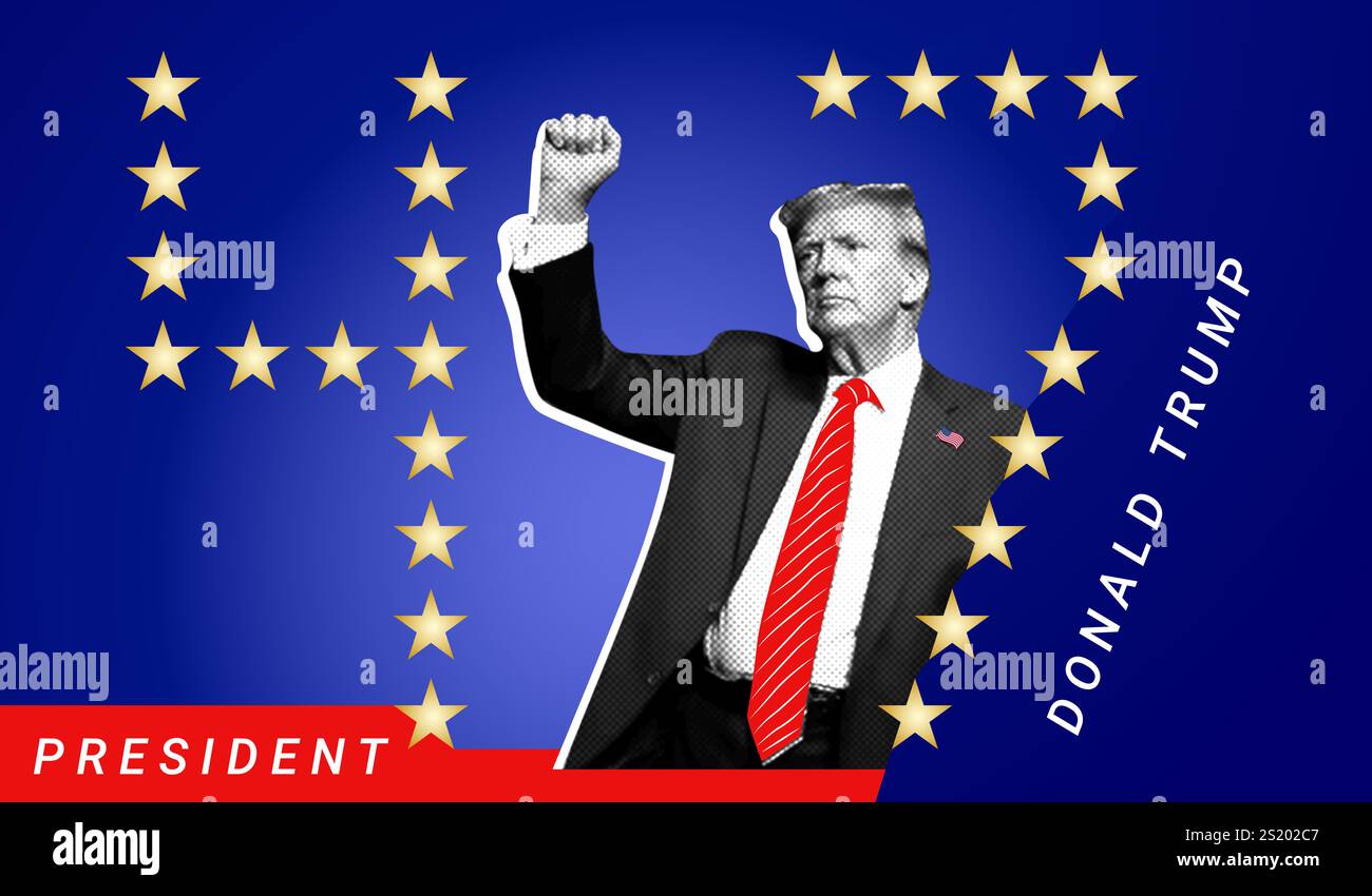 Donald Trump 47th President of the USA. Illustrative collage with ...