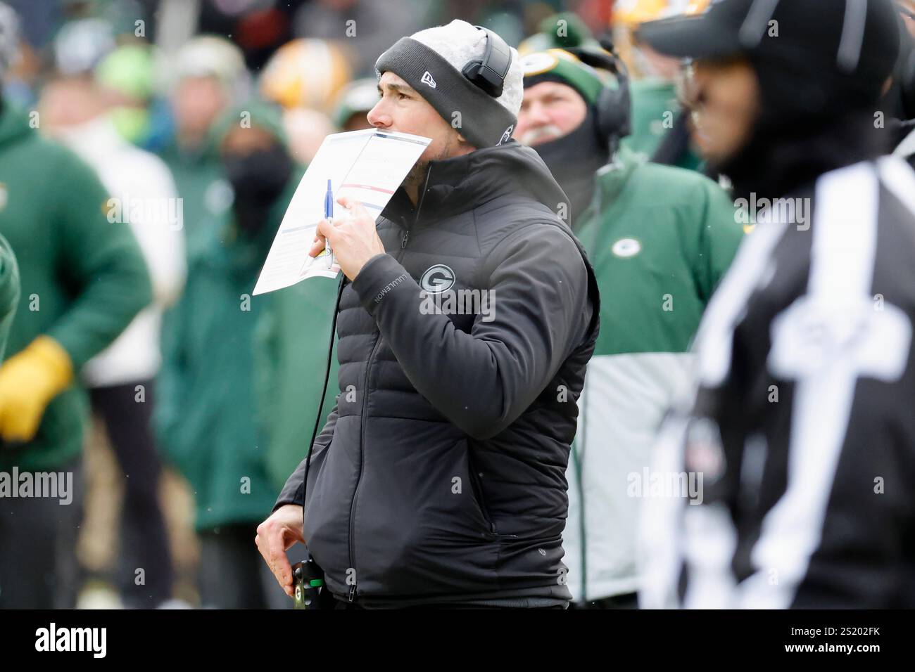 Green Bay Packers head coach Matt LaFleur watches during the first half ...