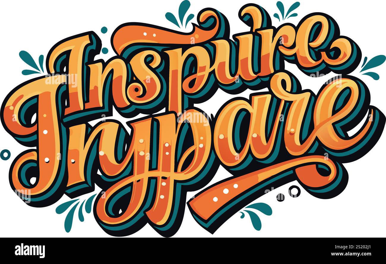 Inspirational lettering design featuring vibrant typography with ...