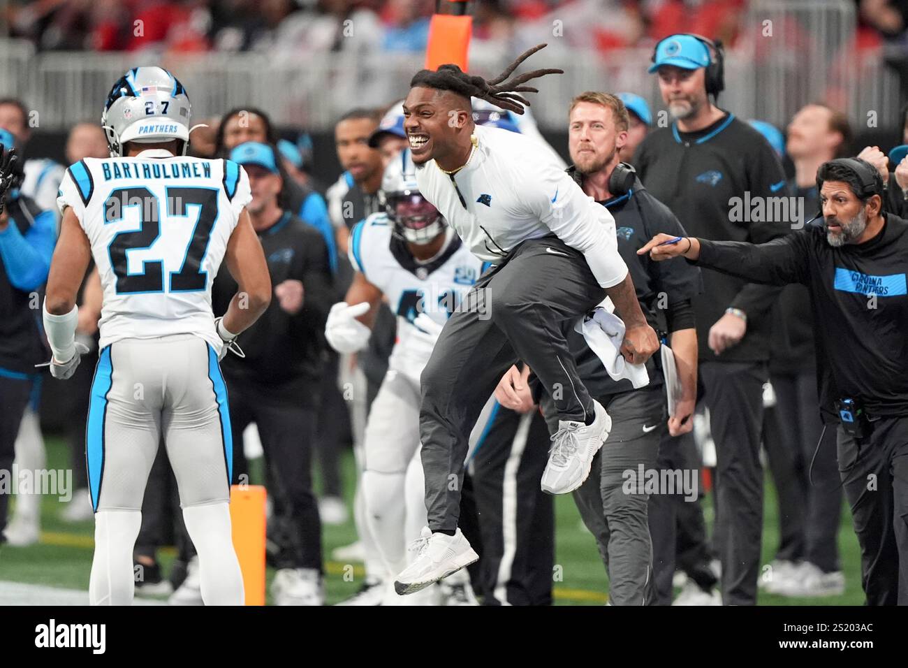 Carolina Panthers cornerback Shemar Bartholomew celebrates after ...