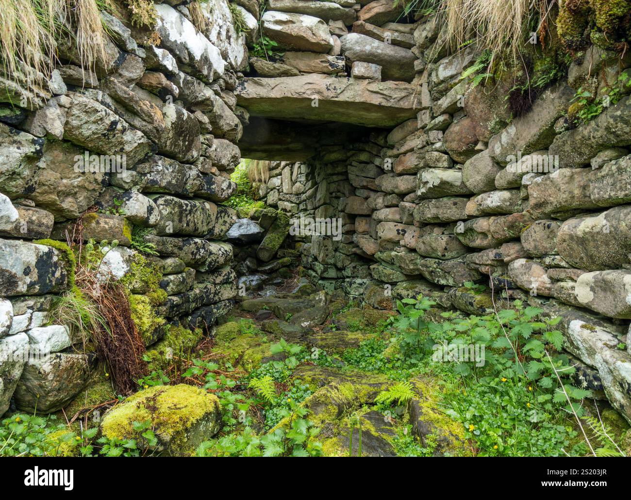 Entrance passageway in remains of Dun Ringill, Iron Age Hill Fort ...